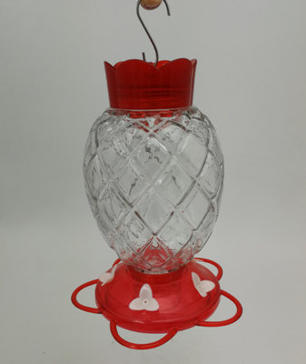Pineapple Shape Easy To Clean Hummingbird Feeder Plastic Clear Red Lid And Bottom