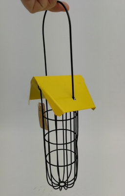 Yellow Roof 3 Fat Ball Bird Feeder Stainless Steel Handle For Garden