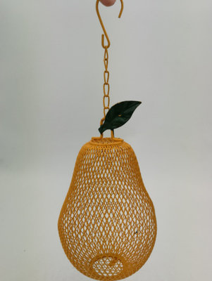 Metal Materials Chain Hanging Bird Feeder Garden Fruit Pear Shape Iron Mesh