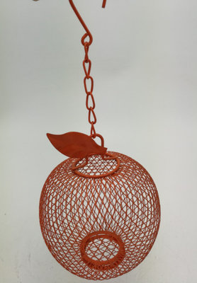 Fruit shape metal mesh with leaves bird feeder for nuts powder coated finish ECO friendly