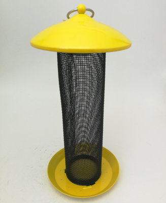 Yellow Hanging Bird Nut Feeder Long Tube Small Mesh With 1 Kg Capacity