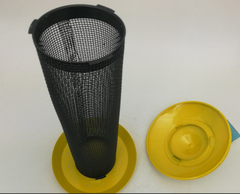 Yellow Hanging Bird Nut Feeder Long Tube Small Mesh With 1 Kg Capacity
