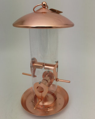 4 feed port Shining hanging copper plated bird feeders clear pc tube