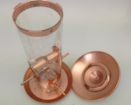 4 feed port Shining hanging copper plated bird feeders clear pc tube