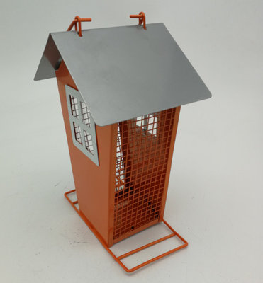Orange hanging metal nuts bird feeder Garden Yard small house cute