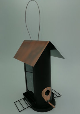 Copper plated easy monitor metal seed two metal perch seed bird feeder