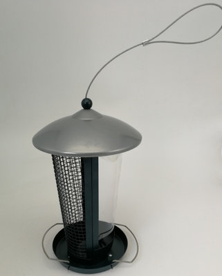Seed and nuts compound bird feeder silver and deep green color