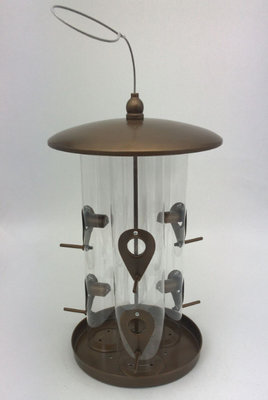Golden Wild Bird Feeders / Hanging Bird Feeder 3 Clear PC Tube 2kg Capacity