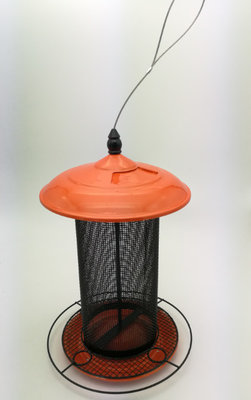 Automatic orange color and black mesh tube nuts bird feeder stainless steel