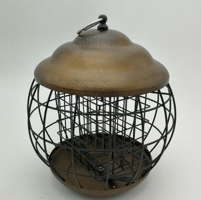 Round Cage Inside Squirrel Resistant Bird Feeders / Suet Bird Feeder Golden Lid