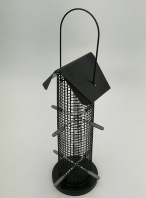 8 Feeding Port Metal Bird Feeders Black Iron Mesh 350g Capacity For Nuts