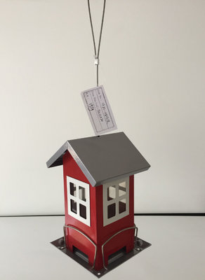 Square Red House Small Bird Feeder / Home Depot Bird Feeders Metal Materials