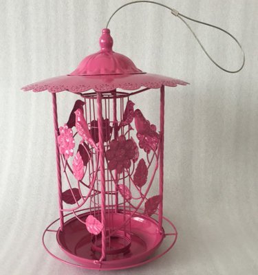 Pink Powder Plated Garden / Decorative Bird Feeders Fatball Feeder Cage 4 Ball