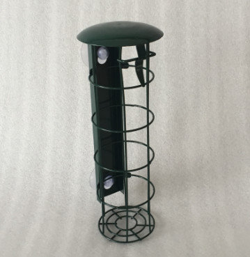 Iron Wire Dark Green Metal Bird Feeders Weather Resistant Fat Ball Feeder With Tray