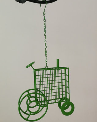 Truck Mould Hanging Iron Suet Bird Feeder Green Powder Coated 500g Capacity