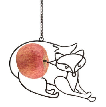 Iron Wire Simple Fruit Bird Feeder Black Color Cute Fox Shape For Garden