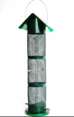 Plastic Materials Peanuts Bird Feeder Three Level Mesh Tube Plastic Lid And Bottom