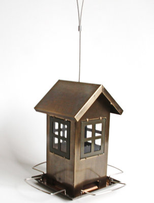 Antique Copper Plated Metal Bird Feeders Easy Clean With 500g Seeds Capacity