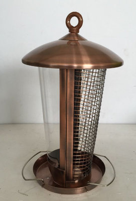 Automatic Seed And Suet Bird Feeder Ring Hanging Metal Copper Plated Finish