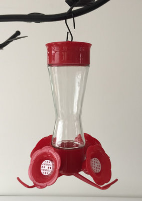 Water Transfer Finishing Plastic Hummingbird Feeders Red Color And Clear Tube