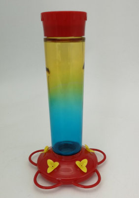 Rainbow Color Hummingbird Bird Feeder Print Glass With Steel Wire Hanging