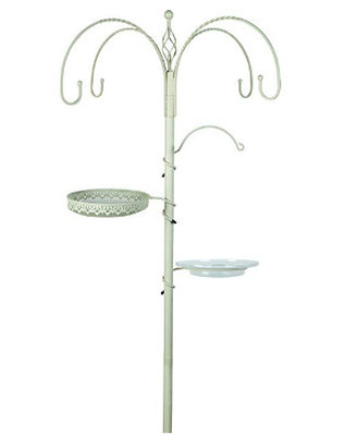 White Powder Coated Bird Feeding Station With Base / Outdoor Bird Feeders
