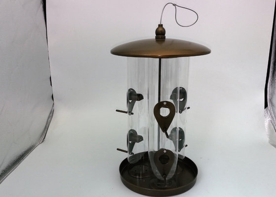 Golden Wild Bird Feeders / Hanging Bird Feeder 3 Clear PC Tube 2kg Capacity