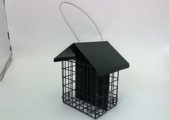 Squirrel Proof Bird Feeder Stainless Steel Hanging Rope Two Suet Cage With Roof