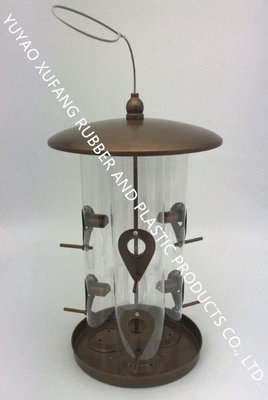 Hanging Golden Wild Bird Feeders 3 Clear PC Tube 2kg Capacity 21.5*21.5*38cm