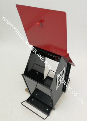 New design feeder，Germanic red and black water proof metal house with clear side bird feeder