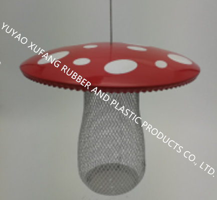 Lovely feeder for birds，Mushroom Nuts Metal Hanging Bird Feeder Red And White Color Easy Open