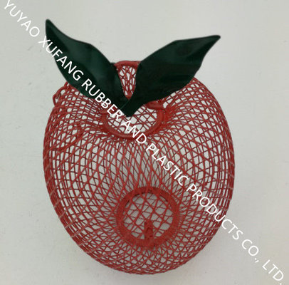 Lovely feeder，Round Iron Mesh Bird Nut Feeder Powder Coated Finishing Red Pineapple With Green Leave