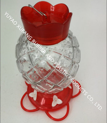 Glass Decorative Hummingbird Feeders Pineapple Shape Easy To Clean With Clear Red Lid And Bottom