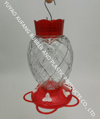 Glass Decorative Hummingbird Feeders Pineapple Shape Easy To Clean With Clear Red Lid And Bottom
