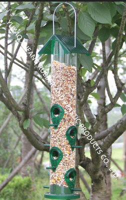 6 Perch Cool Plastic Bird Houses 650g Capacity Clear PC Tube With Green ABS Lid
