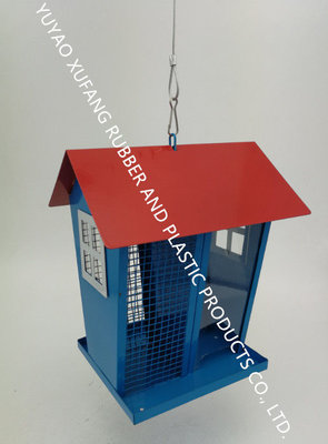 Lovely Unique Bird Feeders House Shape Suet And Seed Hanging Red Roof 650g Weight
