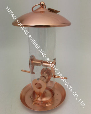 4 feed port Shining hanging copper plated bird feeders clear pc tube