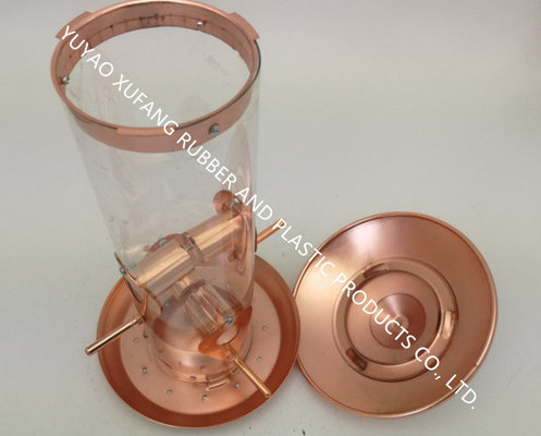 4 feed port Shining hanging copper plated bird feeders clear pc tube