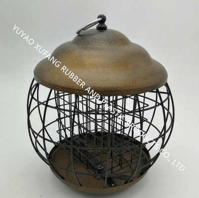 Metal feeder，Round Cage Inside Squirrel Resistant Bird Feeders / Suet Bird Feeder Golden Lid