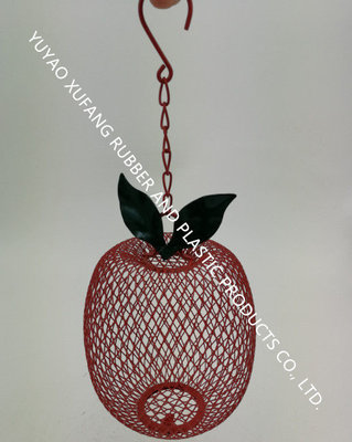 Round Iron Mesh Bird Feeding Station Red Pineapple With Green Leave