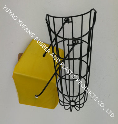 Yellow Roof 3 Fat Ball Bird Feeder Stainless Steel Handle For Garden