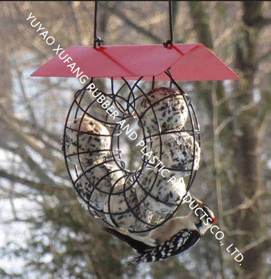 Circle Bird Feeder Squirrel Proof Fat Ball Lantern With Red Roof Unique Design