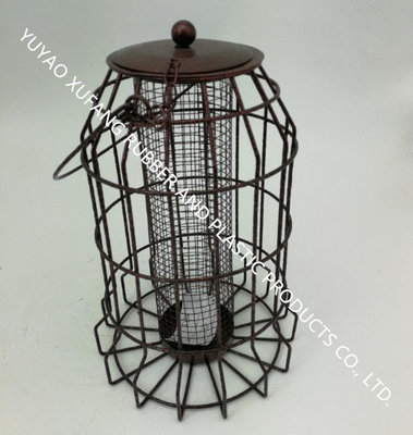 Hanging Feeder Metal Wire Cage , Anti Squirrel Bird Feeder Plastic Material
