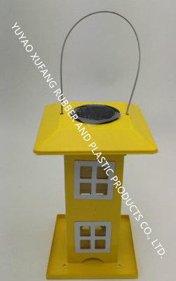 2 Level Squirrel Proof Bird Feeder With Solar Light Yellow House Mould 4 Window