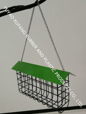 Metal Materials Suet Bird Feeder Cage， Stainless Steel Hanging With Green Roof