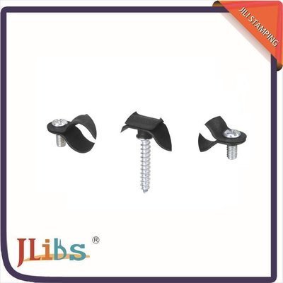 Wall Mount M6 Gas Pipe Clamp Brackets , Double Pipe Hanger Black Coating