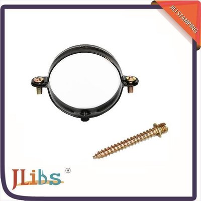 Black Coating M6 Wall Mount Pipe Clamp Brackets , Pipe Wall Clips With Screw