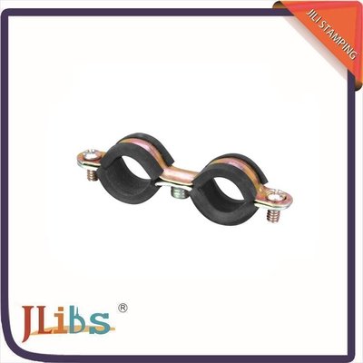 Tube Holder Exhaust Pipe Clamp Mounting Bracket , Double Pipe Hanger With Outer Rubber