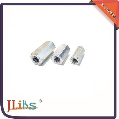 Carbon Steel / Brass Long Hex Nut , Hex Coupling Nut Galvanised Pipe Fittings