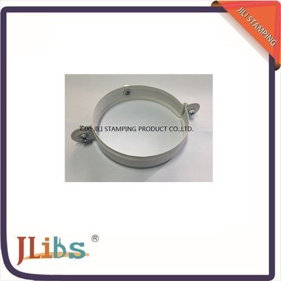 White Painting Down Pipe Clamps Galvanised Tube Clamps With Riveted Fixed Nut M8